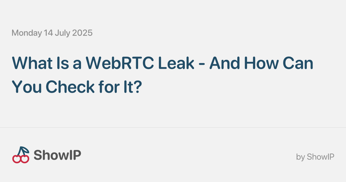 What Is a WebRTC Leak - And How Can You Check for It? • ShowIP